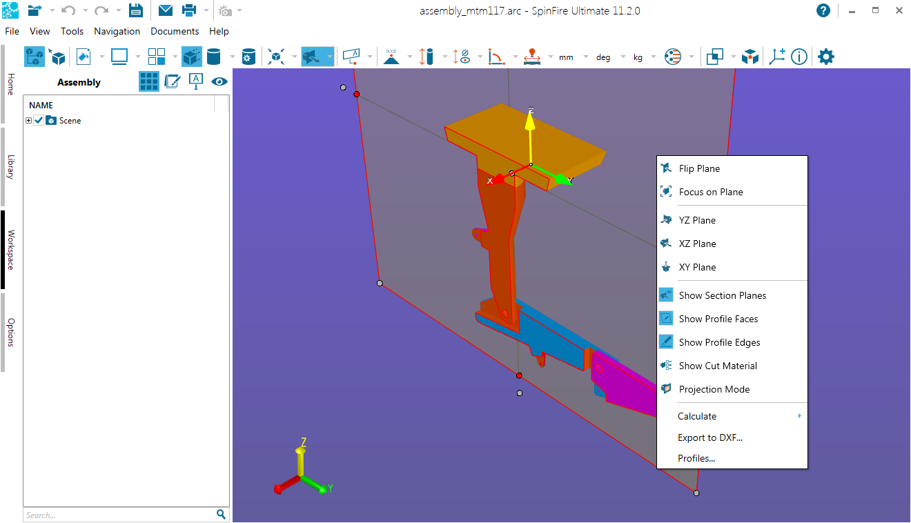 The Cross Sectioning Context Menu — SpinFire Insight documentation